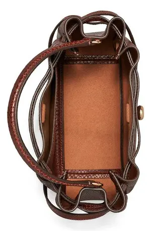 Tory Burch Romy Snake Embossed Leather Bucket Bag