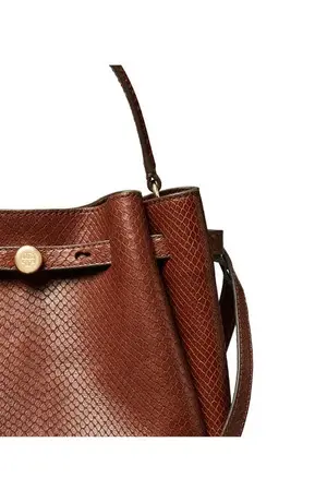 Tory Burch Romy Snake Embossed Leather Bucket Bag