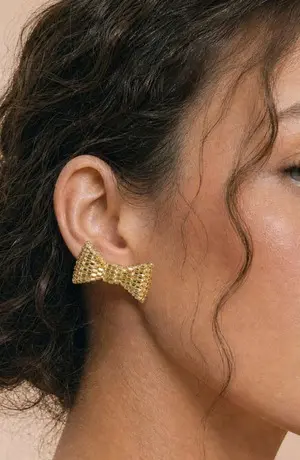 Deepa Gurnani Bow Beaded Stud Earrings