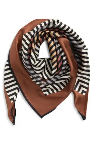 Echo Concentric Stripes Square Silk Scarf - Brown