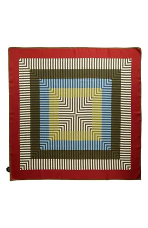 Echo Concentric Stripes Square Silk Scarf - Olive