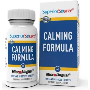 SUPERIOR SOURCE Calming Formula L-theanine Melatonin 5-htp Microlingual Tablets - White