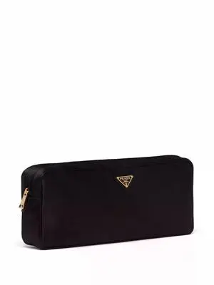 Prada Silk Satin Slippers And Travel Pouch