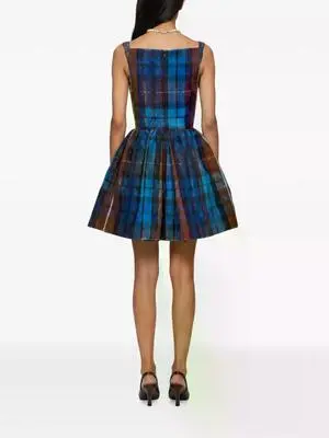 VIVIENNE WESTWOOD Tartan-print Draped Dress - Blue