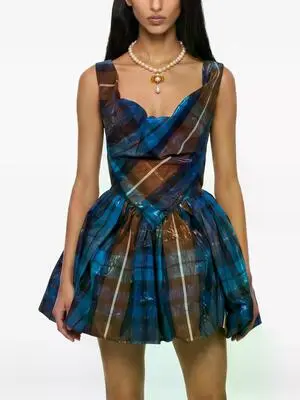 VIVIENNE WESTWOOD Tartan-print Draped Dress - Blue