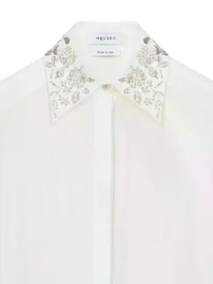 Alexander McQueen Floral Embroidery Shirt In Ivory - White