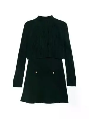 Maje Ribbed-knit Mini Dress And Sweater Set - Green