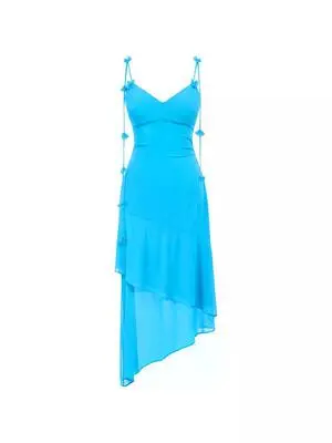 Guess Stefani Ruffled Asymmetric-hem Dress - Blue