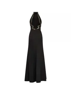 ALINA Embellished Open-back Maxi Dress Snake Embroidered