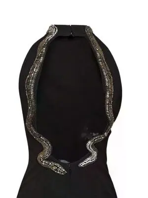 ALINA Embellished Open-back Maxi Dress Snake Embroidered