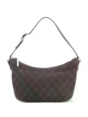 Gucci Vintage Pochette Shoulder Bag Gg Canvas Small Hobo Bag - Brown