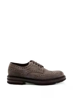 GREEN GEORGE Suede Brogue Derby Shoes - Grey