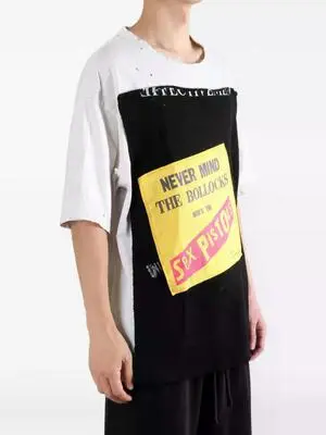 SAITOS Distressed Panelled T-shirt