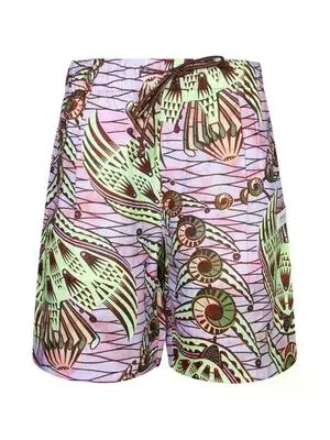 ATELIER VLISCO Graphic-print Drawstring Shorts - Purple