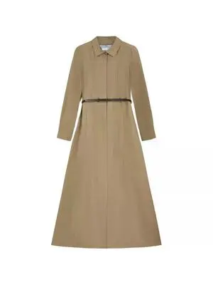 Max Mara Belted Long-sleeve Dress - Neutrals