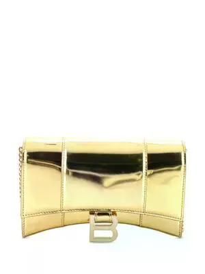 Balenciaga Hourglass Chain Wallet Leather Crossbody Bag - Gold