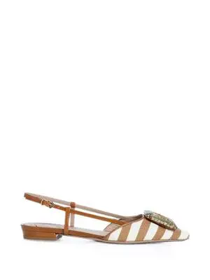 Roberto Festa Mimma Crystal-embellished Striped Flat Pumps
