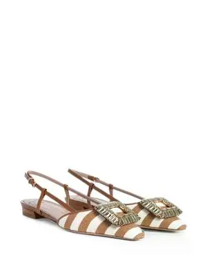 Roberto Festa Mimma Crystal-embellished Striped Flat Pumps