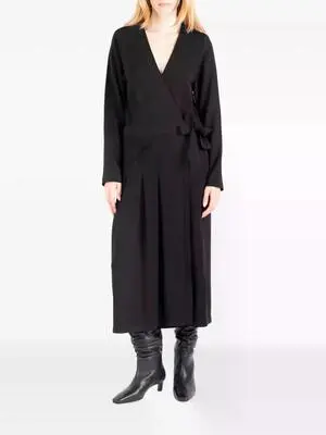 SOCIETE ANONYME Pleated Wrap-style Midi Dress - Black