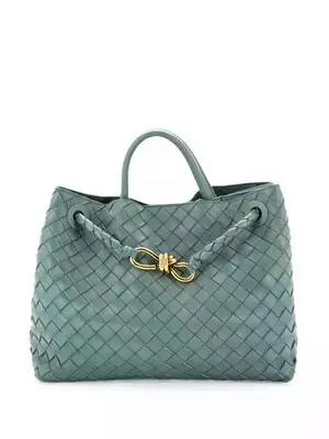 Bottega Veneta Andiamo Top Handle Bag Intrecciato Nappa Medium Satchel Green