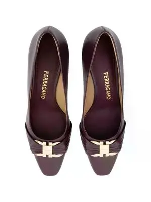 FERRAGAMO Gancini Ornament Pumps With Bock Heel - Red