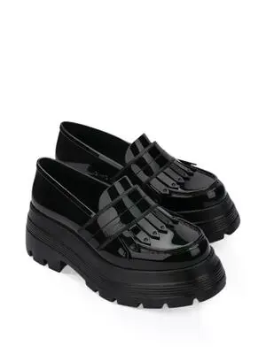 Melissa Royal Plus Loafers With Fringed Edge And Lug Sole - Black