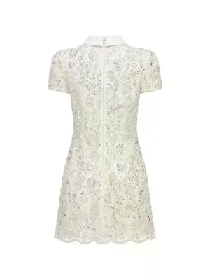 SELF-PORTRAIT Cream Sequin Embellished Mini Dress - White