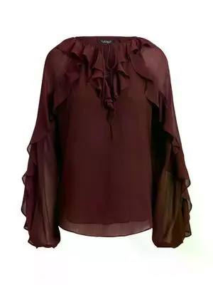 Ralph Lauren Ruffled Long-sleeve Blouse - Red