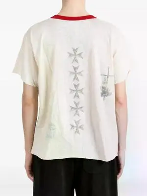 SAITOS Graphic-print Raw-edge T-shirt