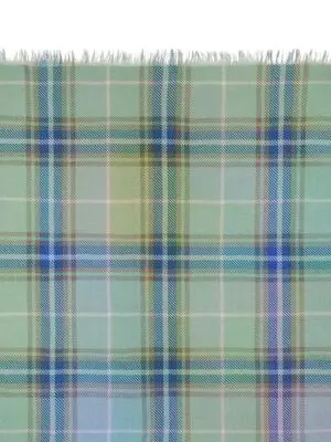 Eric Bompard Mini Tartan Fringed Scarf - Green