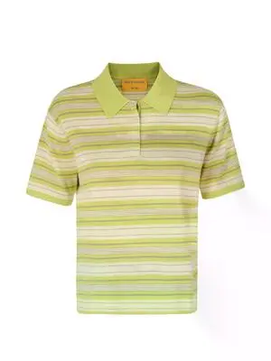 Guest In Residence Striped Short-sleeve Polo Shirt - Green