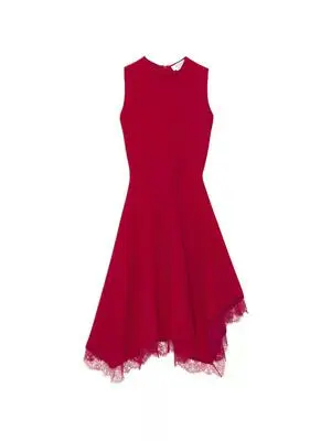 Alexander McQueen Lace Trim A-line Dress - Red