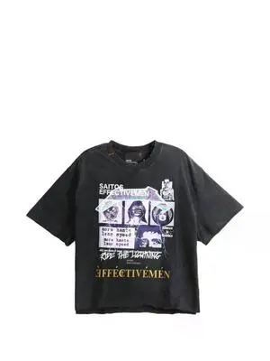 SAITOS Metallica Graphic-print Cotton T-shirt - Grey