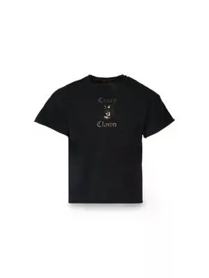 CRAZY CLOWN L.A. Logo-print Raw-edge T-shirt - Black