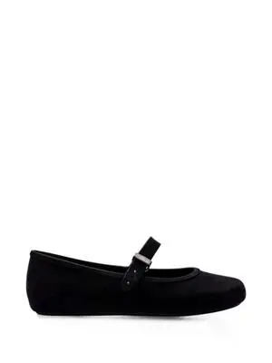 Melissa Soft Velvet-effect Buckle-fastening Ballet Flats - Black