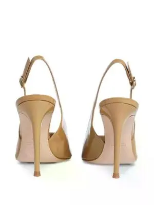 Roberto Festa Patent Leather Slingback Stiletto Pumps - Neutrals