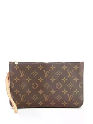 LOUIS VUITTON Neverfull Pochette Monogram Canvas Large Pouch - Brown