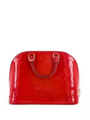 LOUIS VUITTON Alma Handbag Monogram Vernis Pm Satchel - Red