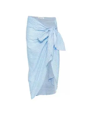 THE FRANKIE SHOP Striped Wrap Midi Skirt - Blue