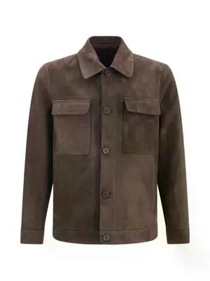 SALVATORE SANTORO Button-up Suede Jacket - Brown