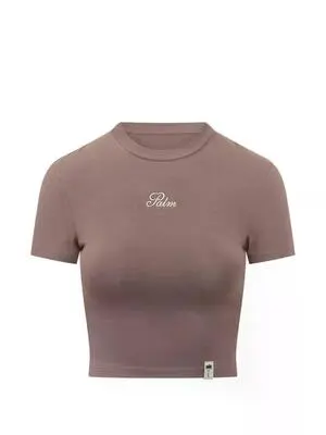 Palm Angels Cropped T-shirt With Embroidered Logo