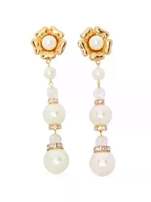 Alessandra Rich Faux Pearl Drop Earrings - Gold