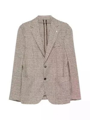 LUIGI BIANCHI MANTOVA Prince Of Wales Check Blazer - Neutrals