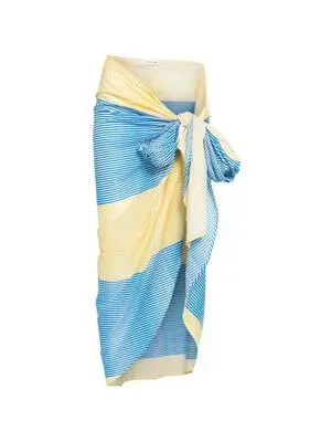 THE FRANKIE SHOP Thira Striped Wrap-style Skirt Blue