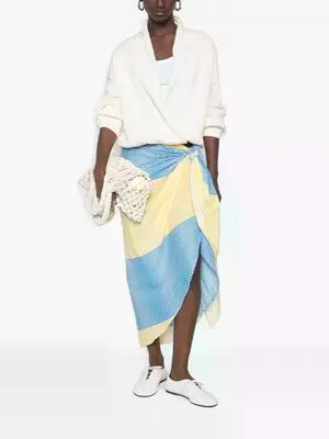 THE FRANKIE SHOP Thira Striped Wrap-style Skirt - Blue