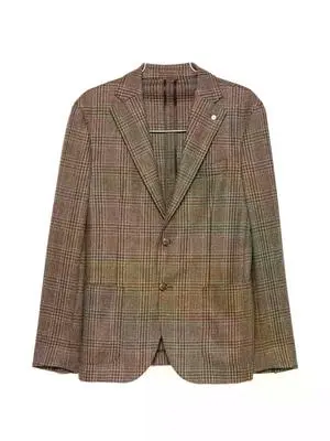 LUIGI BIANCHI MANTOVA Prince Of Wales Check Blazer - Brown