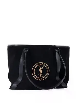 Saint Laurent Rive Gauche Open Embroidered Canvas Large Tote Bag