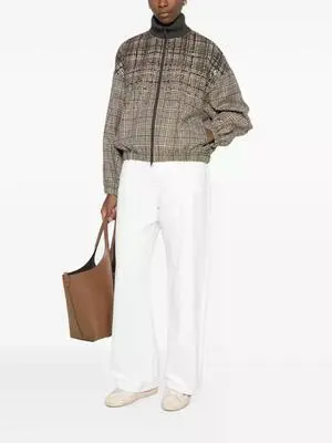 Brunello Cucinelli Sequin-embellished Check Bomber Jacket - Brown