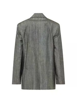 Pinko Double-breasted Jacket In Metal Wool With Jewel Buttons