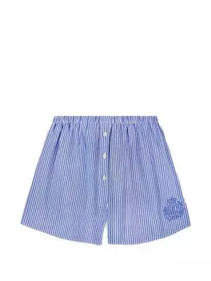 SPORTY & RICH Ny Crest Striped Shorts - Blue